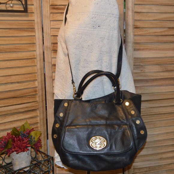Emma Fox | Bags | Emma Fox Black Pebbled Leather Suede Convertible ...